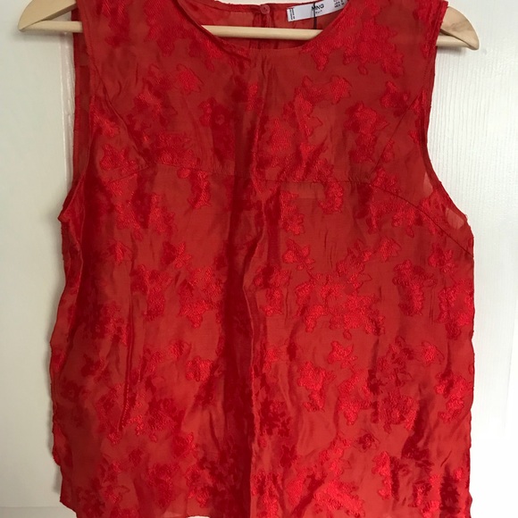 Mango | Tops | Jacquard Top From Mango In Deep Rust Orange Color | Poshmark